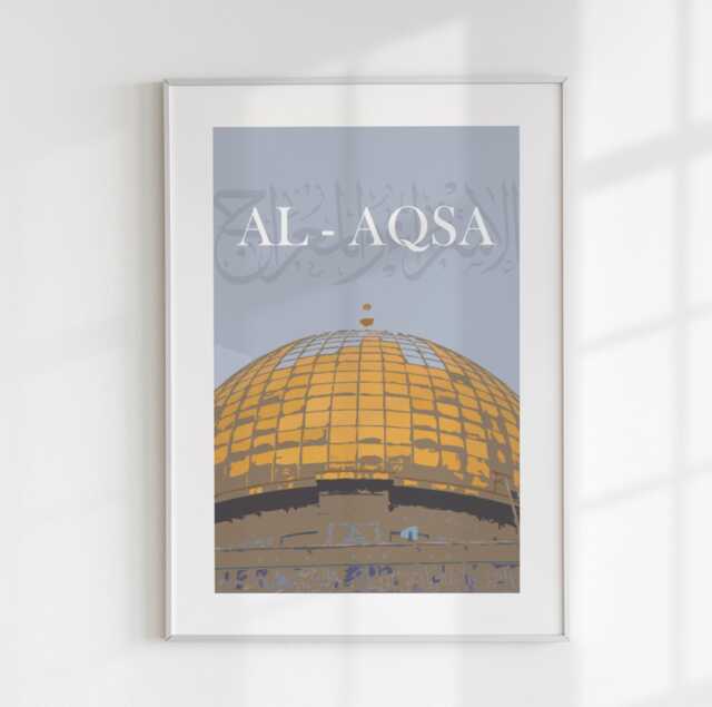 Palestine Print - Islamic Wall Art Dome Of The Rock Gift Map Oversized ...