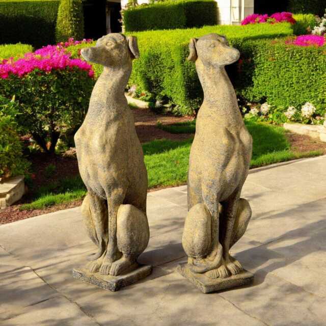 Pair Of Sitting Greyhounds On Plinth Bases by Etsy | ufurnish.com