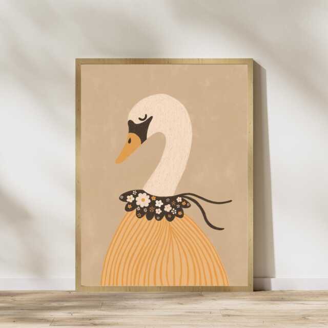 Handmade Swan Posters For Kids, Unique Paper, Kids Art Prints, Gifts ...