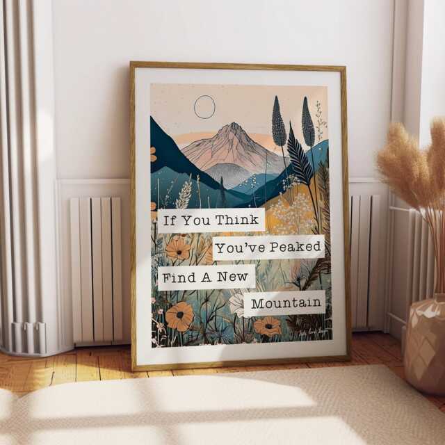 Mountain Print/Poster Typography Hiking Quote Adventure Inspirational ...