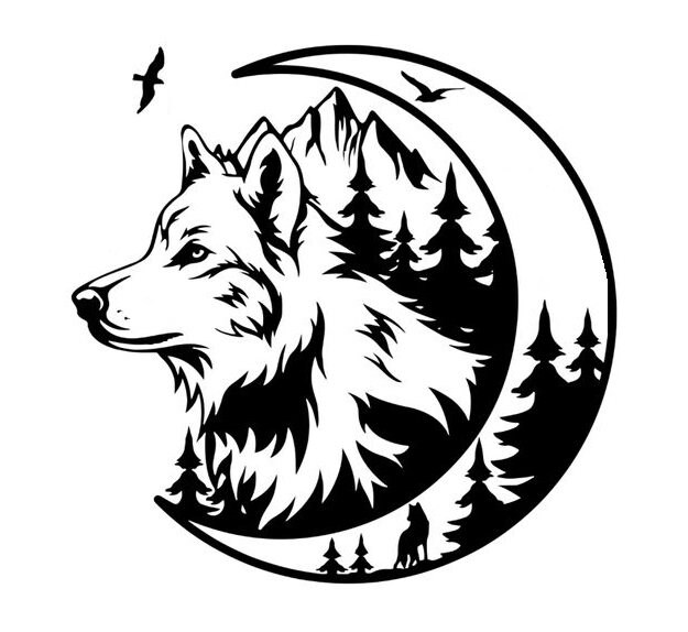 Wolf Head Car Van Bonnet Vinyl Side Sticker Wall Art Hood Graphic ...