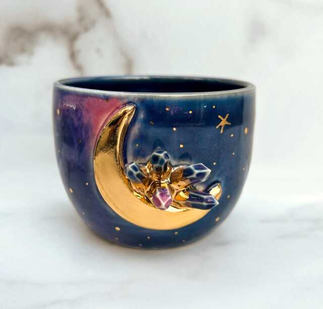 Crystal Lunar Galaxy Planter With 22K Gold By Naomi Singer, Modern Mud ...