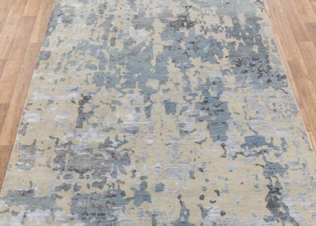 6x9 Grey Beige Abstract Rug, Modern Rug Handmade Wool #8548(180x275 cms ...