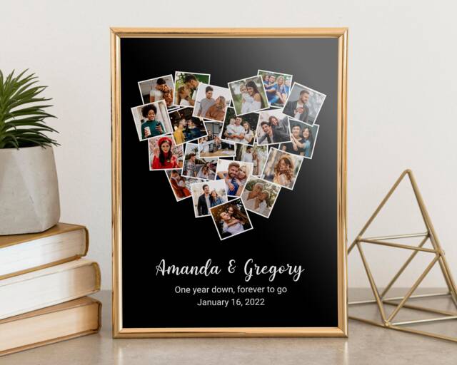 Personalized Heart Photo Collage, Valentine Photo Collage, Gift For ...