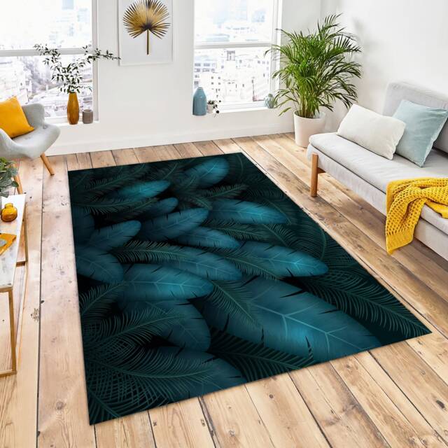 Tropical Leaves, Palm Leaf Rugs, Banana Leaves Area Rug, Living Room ...