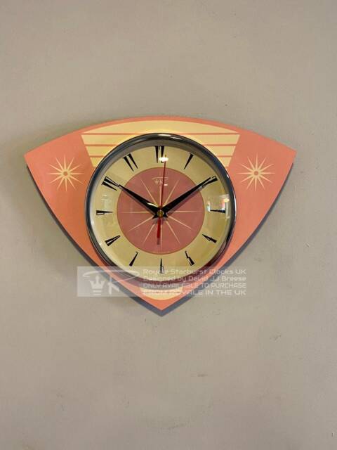 Colour Etched Trianguloid Lucite Caravan Wall Clock From Royale ...
