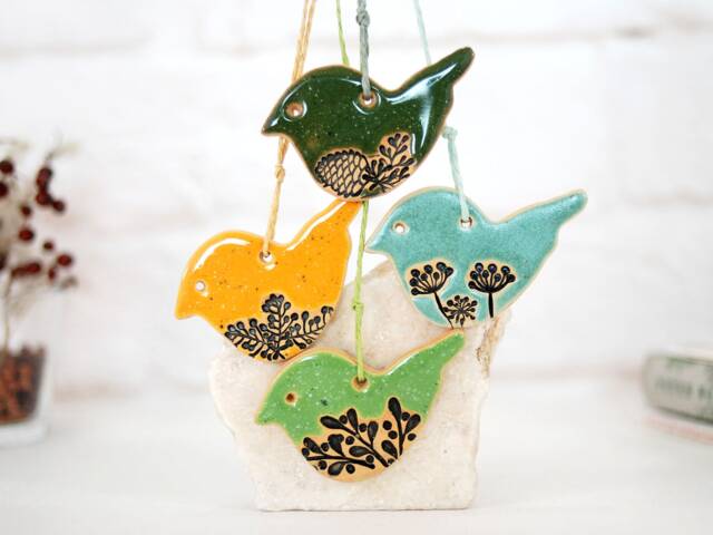Handmade Ceramic Birds Wall Decor - Modern Art Bird Lover Gift by Etsy ...