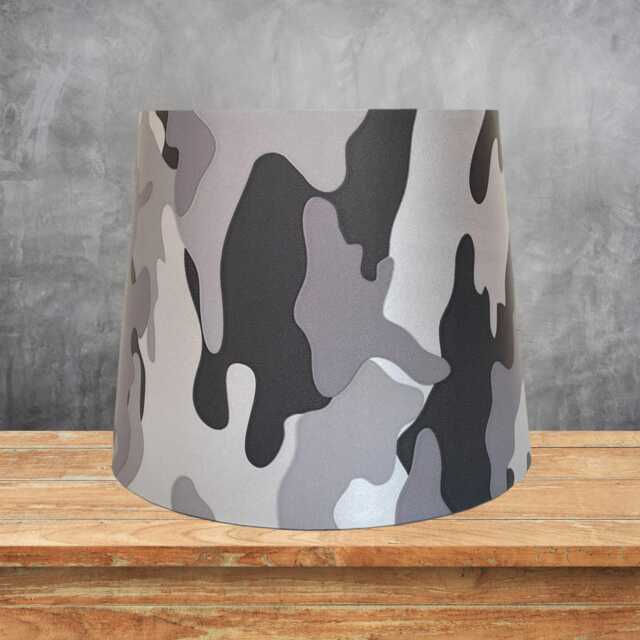 Camouflage Lampshade Ceiling Light Shade Black Silver Grey Camo Army ...