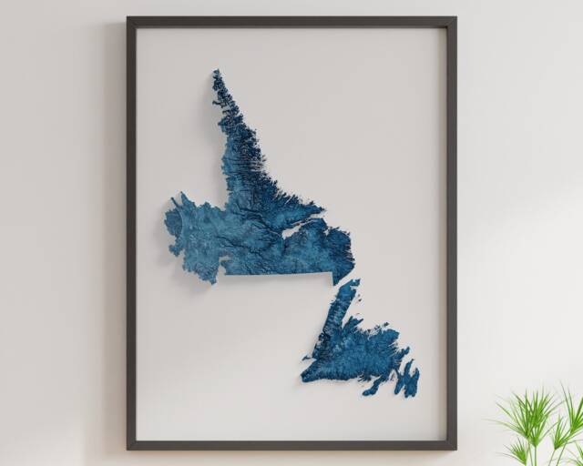 Newfoundland & Labrador - Shaded Relief Map 4 Colour Variations by Etsy ...