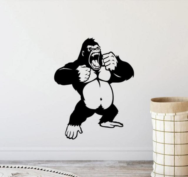 King Kong Wall Decal Gorilla Vinyl Sticker Sign Angry Monkey Poster Godzilla Decor Gift Nursery ...