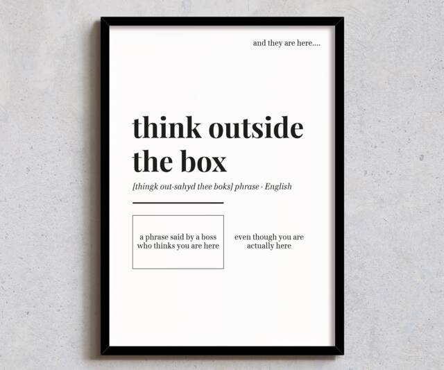 Think Outside The Box - Wall Decor Funny Home Print Office Art ...