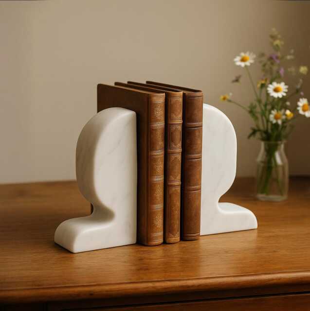 Sculpted White Marble Bookends Modern Minimalist Decor by Etsy ...