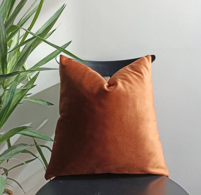 Orange Pillow Cover Lumbar Pillows Rust Velvet Throw All Custom Sizes ...