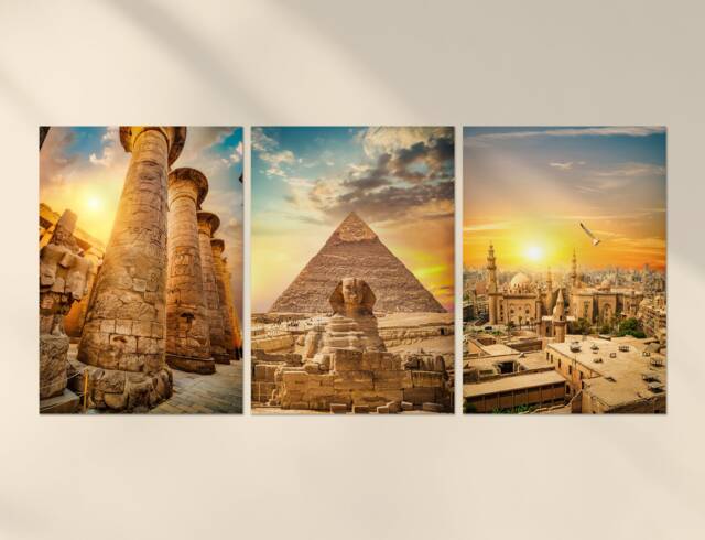 3 X Egypt Cairo Posters - Travel Pyramids Trio Of Prints Portrait ...