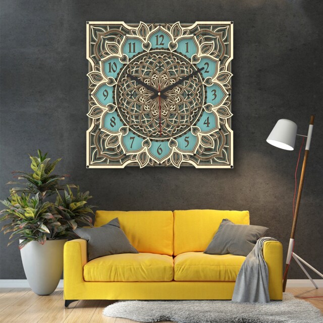 Colorful Mandala Wall Clock, Office Clock, Kitchen Clock, Minimalist ...