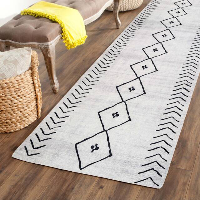 Runner Rug, Boho Aztec Farmhouse Runners Rugs Hallway Rug Chic Ivory ...