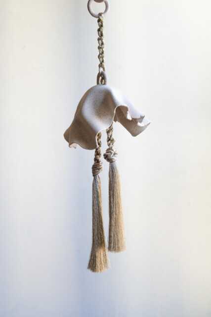 stoneware Chain Bell, Ceramic & Gold Wall Hanging , Ceramic Link Decor ...
