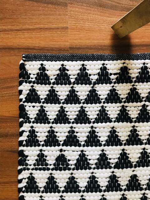 Handmade Black & White Cotton Rag Rug Diamond Zig Zag Design by Etsy ...