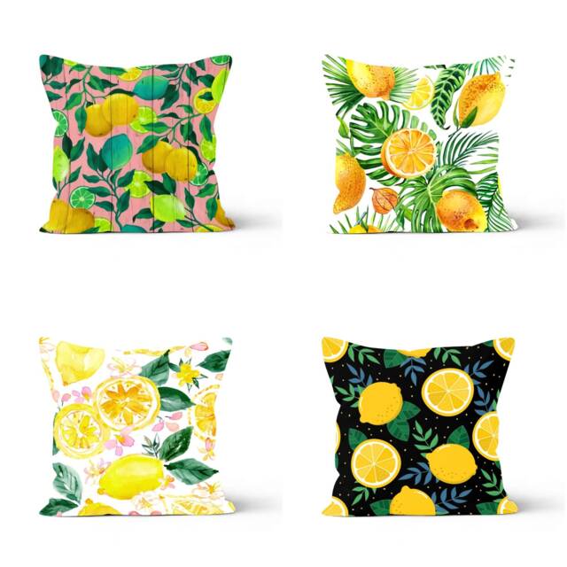 Floral Lemons Pillow Cover-Decorative Authentic Lemon Tree Cushion ...