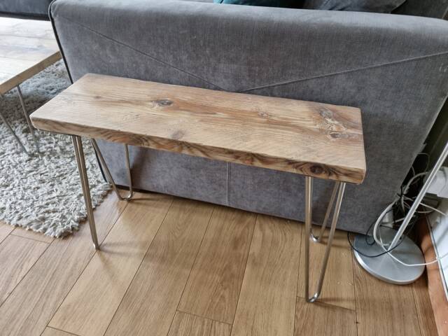 Scaffold Board Side Table/Hairpin Legs Industrial Rustic Reclaimed Wood ...