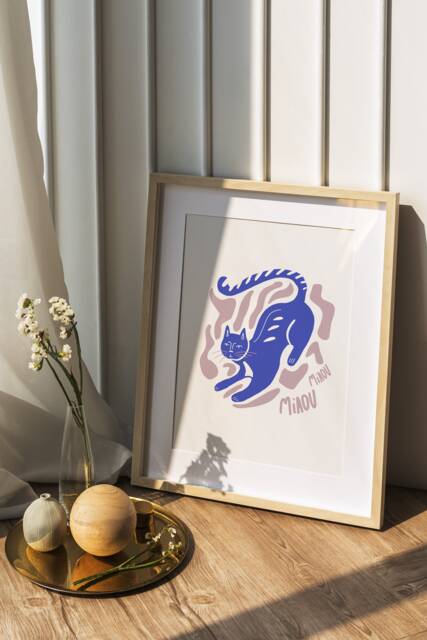 Illustration Funny Cat Poster Colorful Miaou by Etsy | ufurnish.com