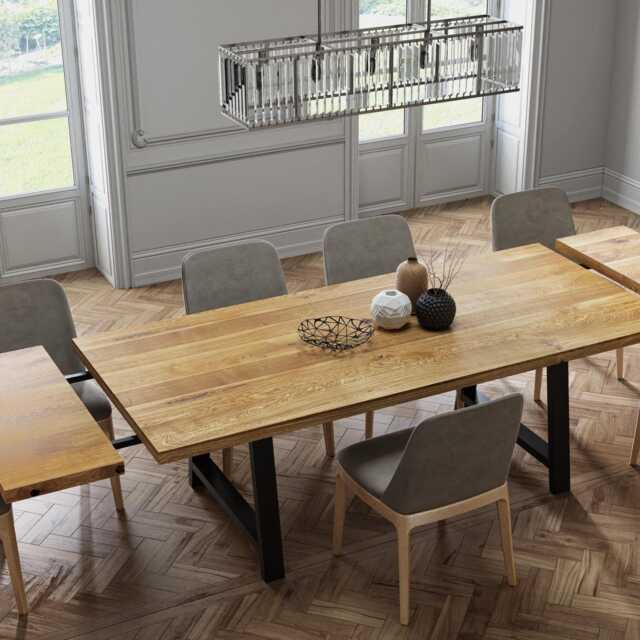 Solid Oak Extendable Kitchen Dining Table With A Frame Legs ...