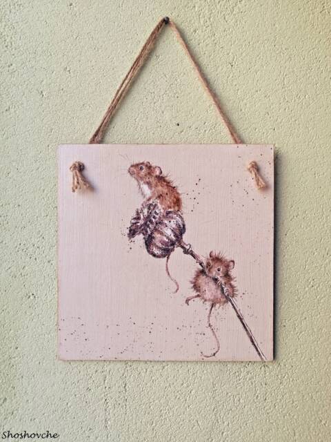 Field Mouse Wall Decor, Country Wooden Hanging Plaque, Brown Nursery ...