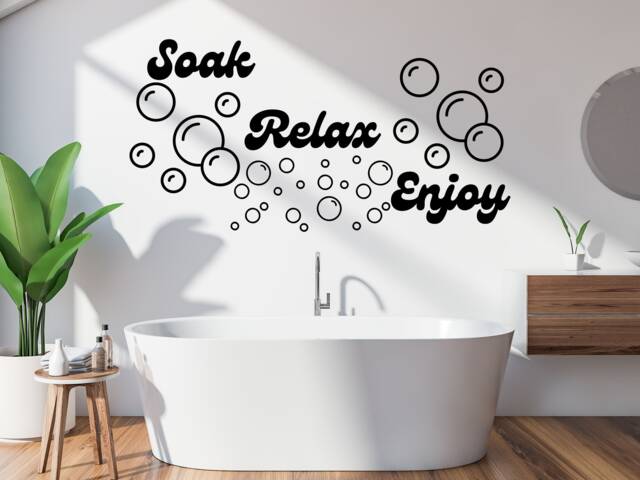 Soak Relax Enjoy Stickers Bubbles Wall For Bathroom D??cor Decals, Diy ...
