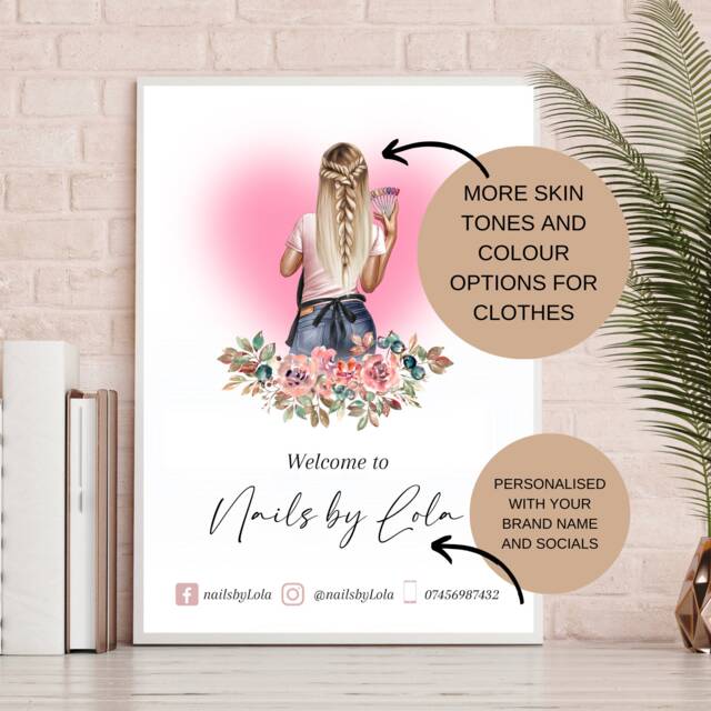 Personalised Nail Tech Print, Salon Decor, Business Design, Technician ...