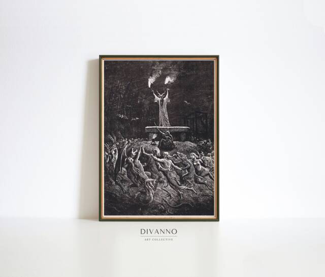 Witches Dancing At The Sabbath Print Poster, Fallen Angel Wall Art ...