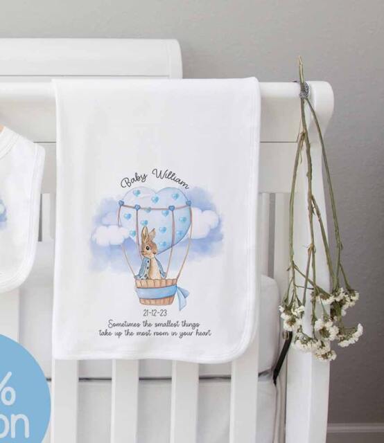 Peter Rabbit Balloon Ride , Design Baby Blanket New Born Gift, Present ...