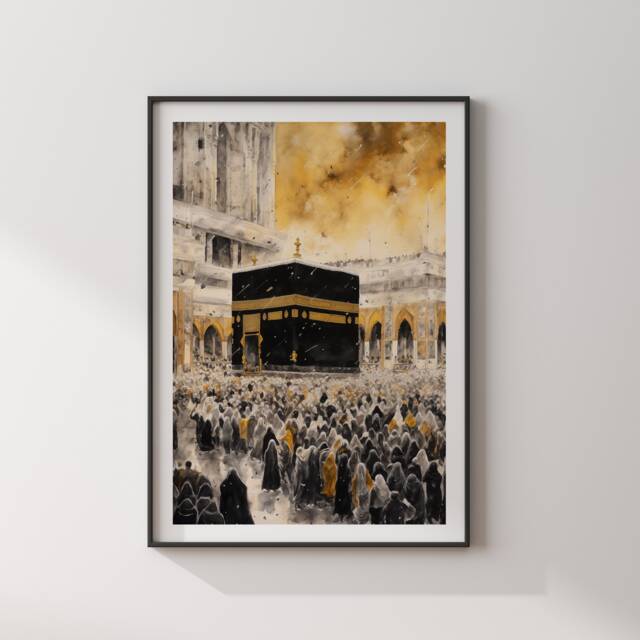 Kaaba Painting Islamic Wall Art Print - Masjid Al Haram Grand Mosque ...