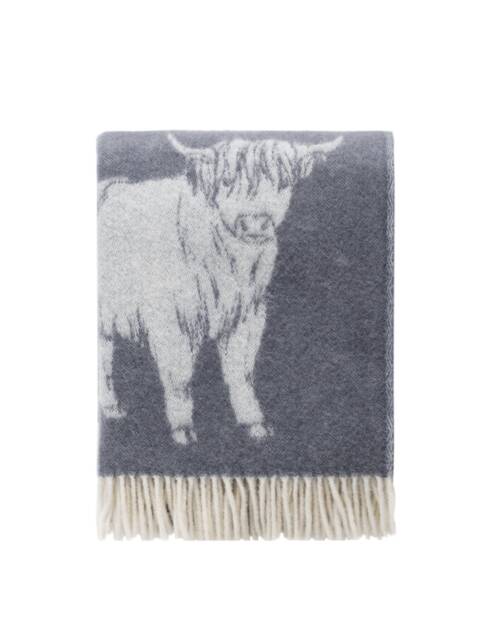 Highland Cow Throw, Grey Cattle Blanket, Pure Wool Reversible Throw ...