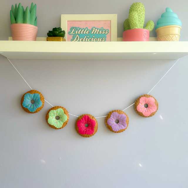 Colourful Donut Garland, Felt Doughnut Bunting, Cute Donuts Banner ...