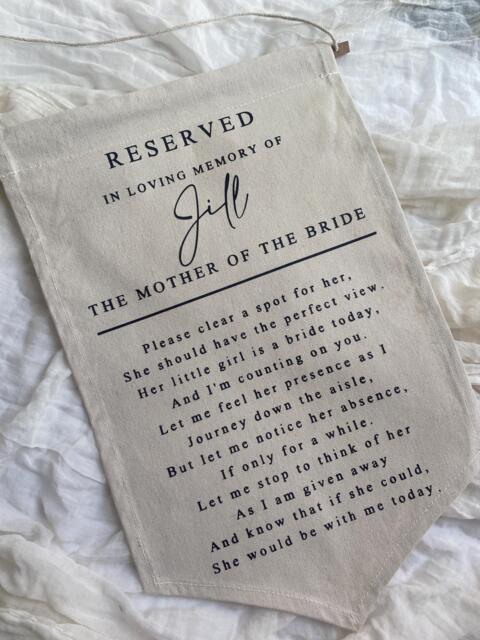 Large Banner Flag, Reserved Seat, in Loving Memory Personalised Wedding ...