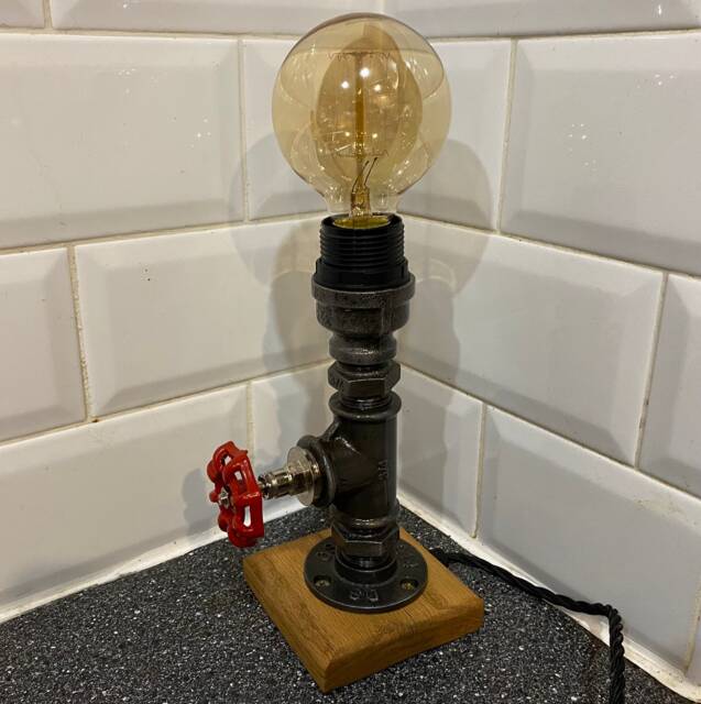Industrial Lamp, Upcycled Steampunk, Edison Globe Bulb, Bedside/Table ...