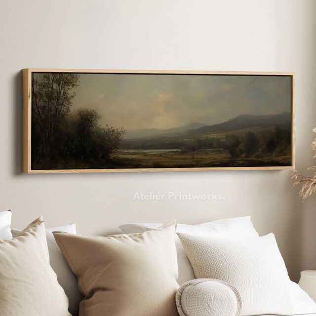 Vintage Landscape Long Narrow Horizontal Wall Art, Large Canvas Decor ...