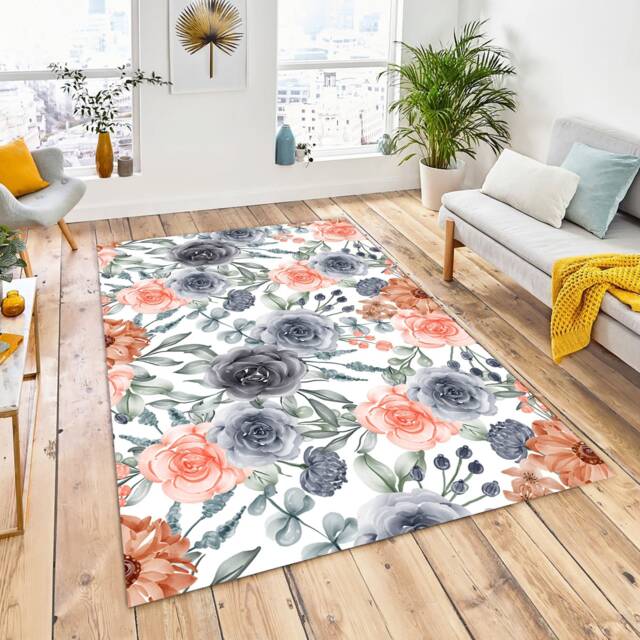 Flower Navy Peach, Floral Of & Watercolor Roses Wild Flowers, Home ...