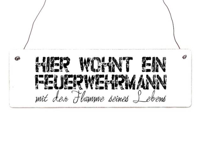 Interluxe Wooden Sign - A Fireman Lives Here Gift Idea Decoration by ...