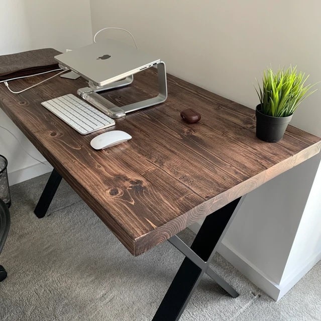 Rustic Computer Desk - Industrial Legs Home Office X Reclaimed Solid ...