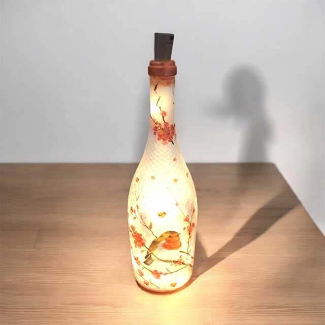Robin Light Up Bottle, Robin Gifts, Glass Recycled Bottle With ...