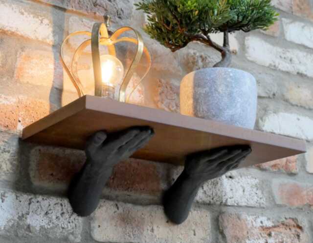 Quirky Wall Mounted Wooden Shelf With Hands Support by Etsy | ufurnish.com
