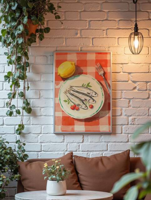 Colorful Food Art Print, Fish Kitchen Wall Art, Wall Art, Painting ...