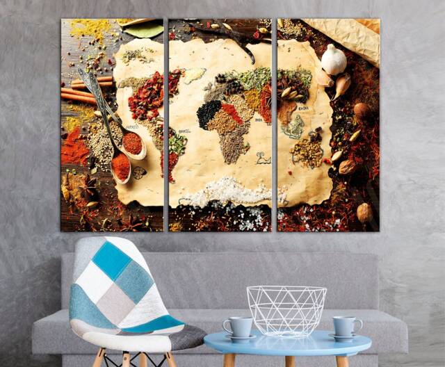 Spice Map Canvas Print Herbs & Spices Kitchen Poster by Etsy | ufurnish.com
