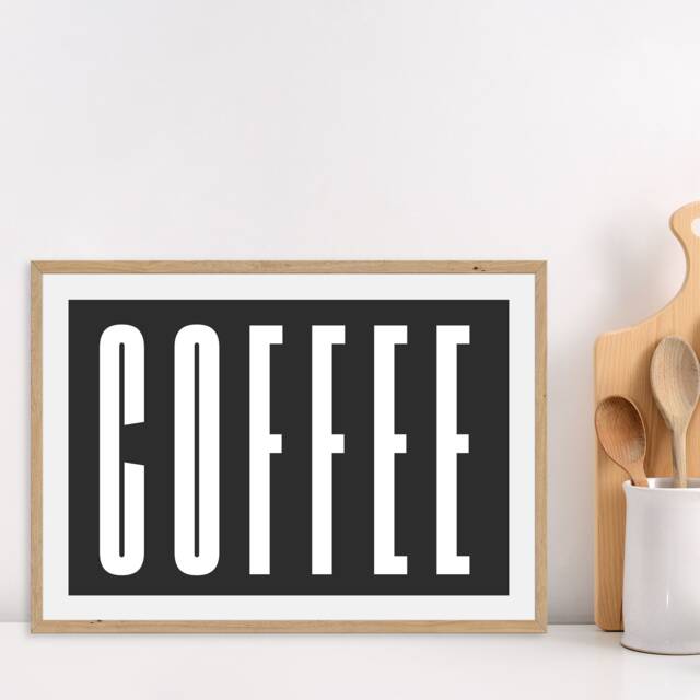 Coffee Typography Print - Statement Print, Bold Espresso Colourful Wall ...