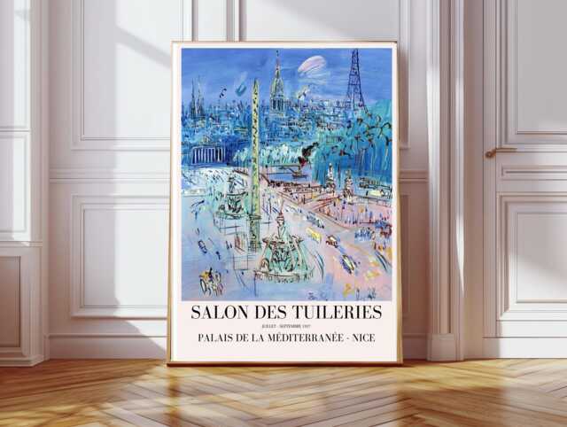 Raoul Dufy Paris Exhibition Poster - Eiffel Tower Art Print Vintage Map , Cityscape Wall Art by ...