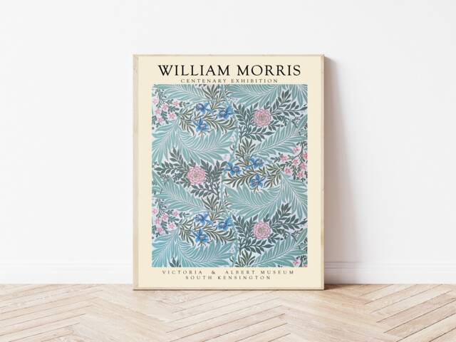 William Morris Blue Art Print, Flowers, Flower Botanical Wall Decor ...