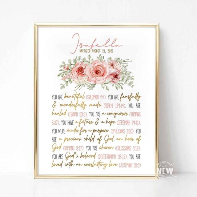 Baptism Gift Girl, Personalized Printable, Baby Girl Gift, Nursery Wall ...