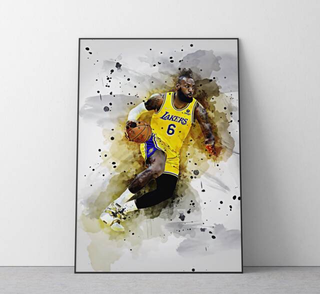 Lebron James Poster - Nba Los Angeles Lakers Wall Art Print Ref #384 by ...