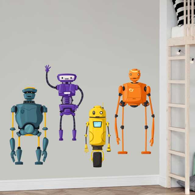 Robot Wall Sticker - Set Of Four Robots Decal Art by Etsy | ufurnish.com